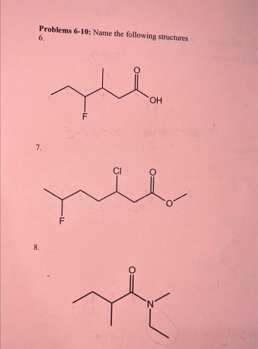 Solved Problems 6-10: Name the following structures 6. 7. | Chegg.com