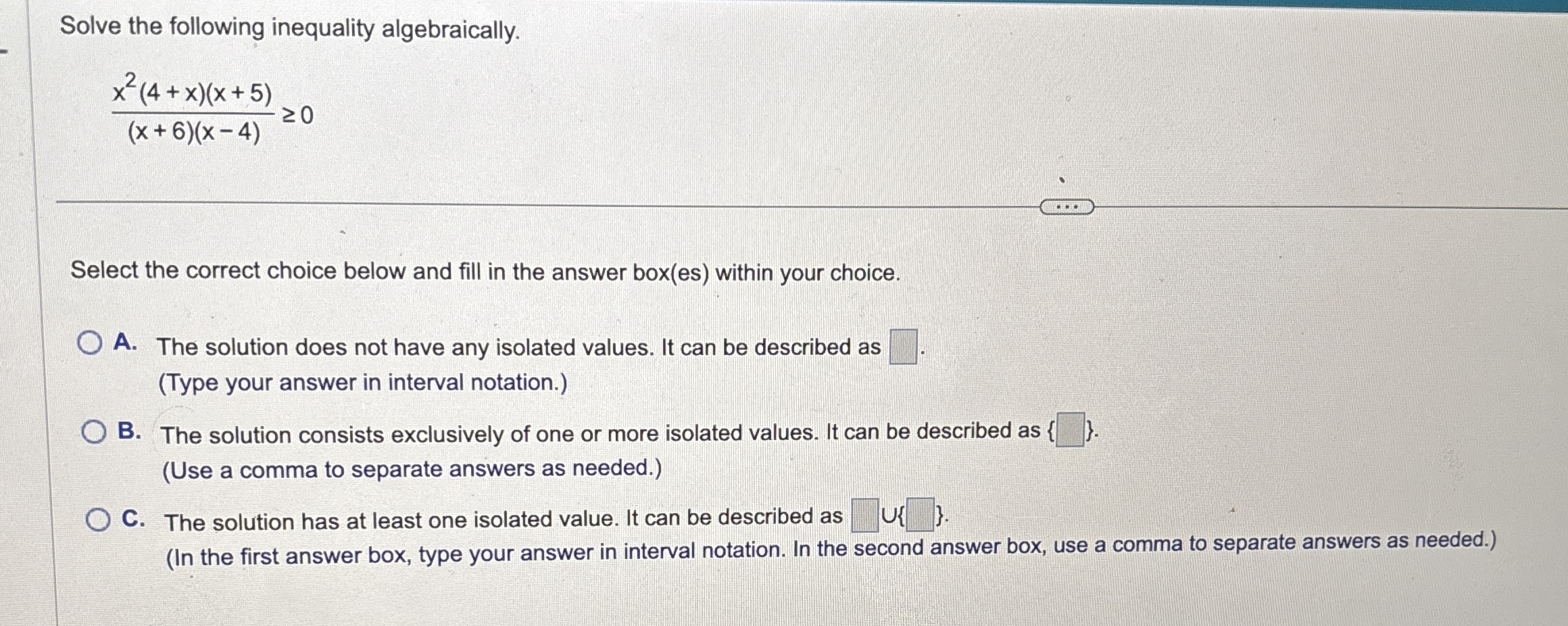 Solved Solve the following inequality | Chegg.com
