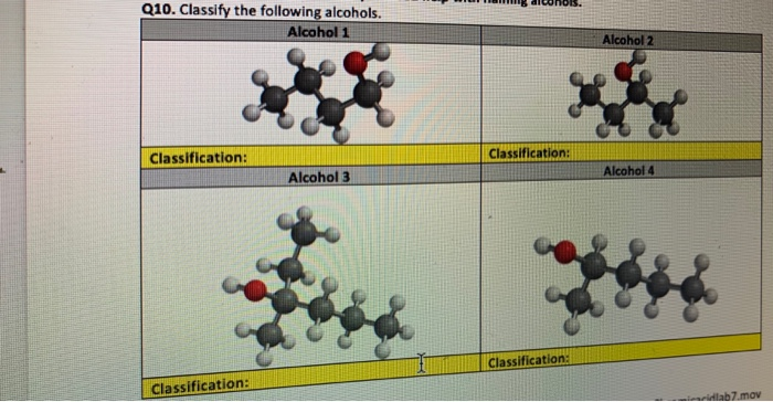 Solved Q10. Classify the following alcohols. Alcohol 1 | Chegg.com