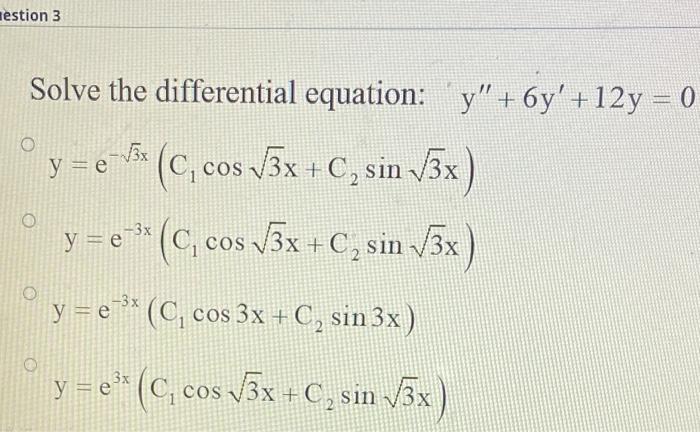Solved Eestion 3 Solve the differential equation: y Solved Eestion 3 Solve the differential equation: y