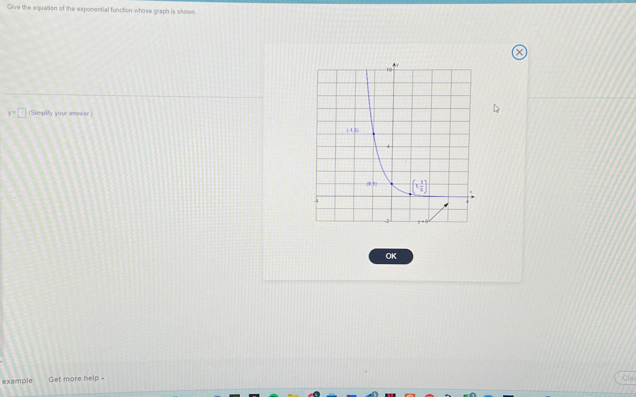 Solved Give the equation of the exponential function whose | Chegg.com