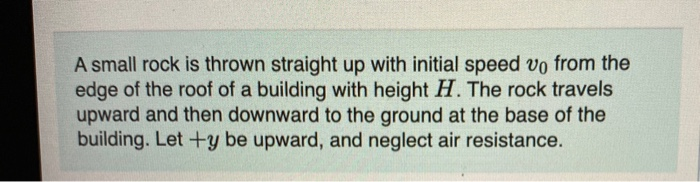 Solved: A Small Rock Is Thrown Straight Up With Initial Sp... | Chegg.com
