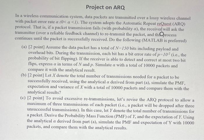 Solved In a wireless communication system, data packets are | Chegg.com