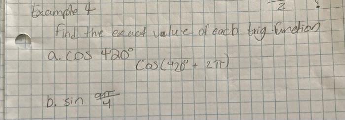 Solved txample 4 find the exuet value of each trig function | Chegg.com