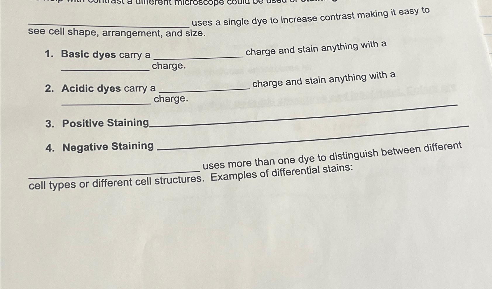 Solved uses a single dye to increase contrast making it easy | Chegg.com