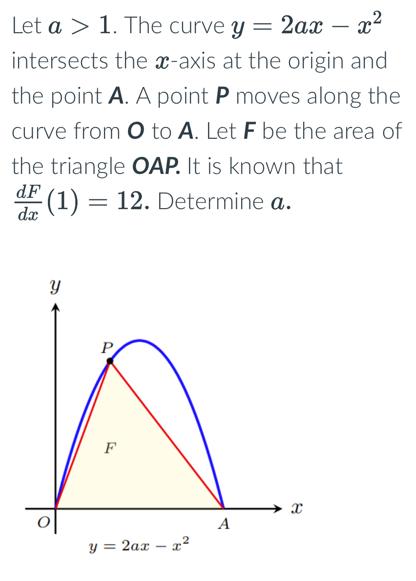 Solved Let a>1. ﻿The curve y=2ax-x2 ﻿intersects the x-axis | Chegg.com