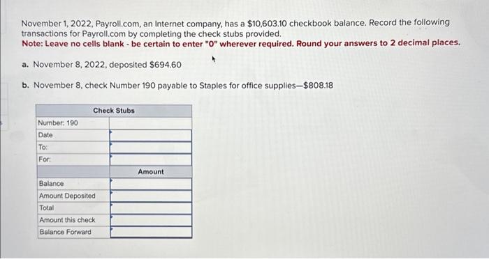Solved November 1, 2022, Payroll.com, an Internet company, | Chegg.com