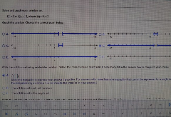 Solved Solve and graph each solution set f(t) | Chegg.com