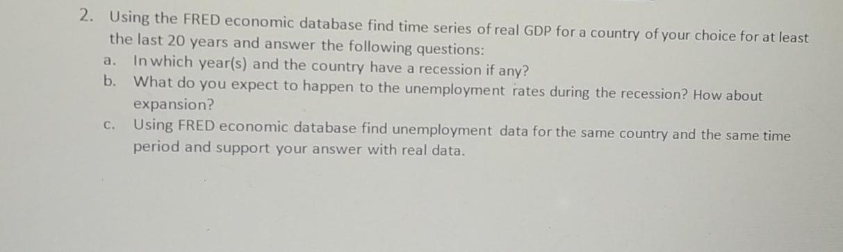 2. Using the FRED economic database find time series | Chegg.com