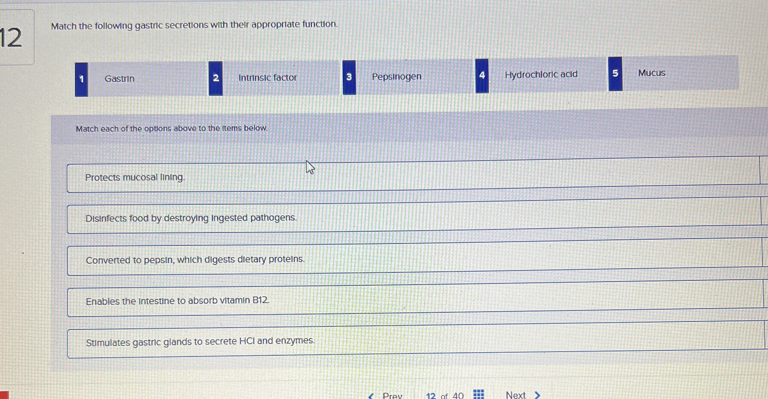 High Quality SOLUTION Match the following gastric secretions with their | Chegg.com