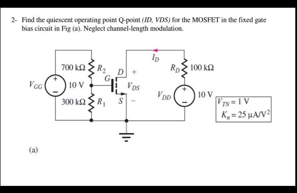 Solved 2- Find the quiescent operating point Q-point | Chegg.com