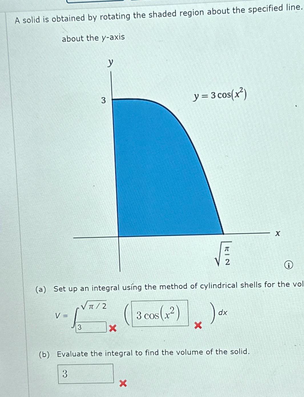 Solved A solid is obtained by rotating the shaded region | Chegg.com
