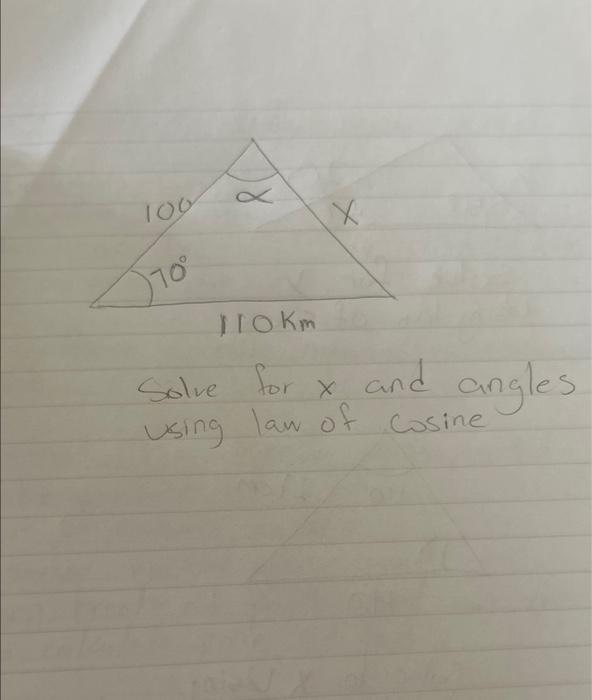 Solved Solve for x and angles using law of cosine | Chegg.com