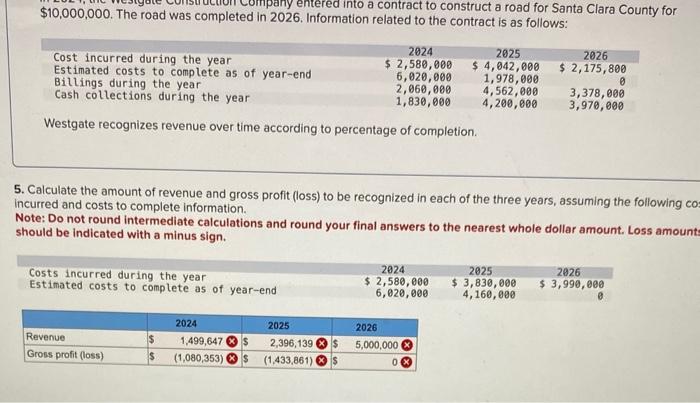 In 2024, the Westgate Construction Company entered | Chegg.com