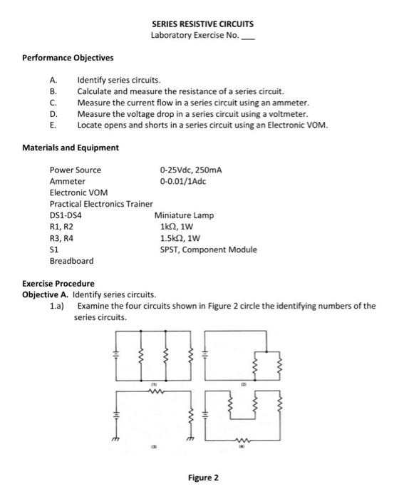 Solved SERIES RESISTIVE CIRCUITS Laboratory Exercise No. | Chegg.com
