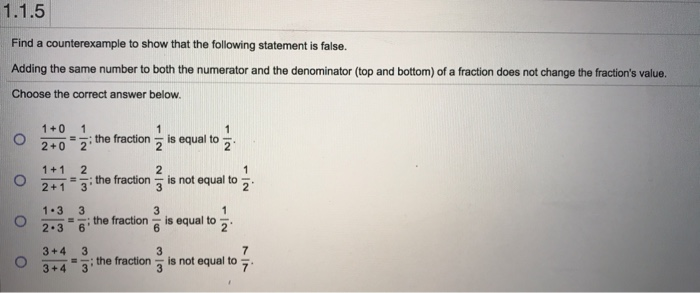 Solved 1.1.5 Find a counterexample to show that the | Chegg.com