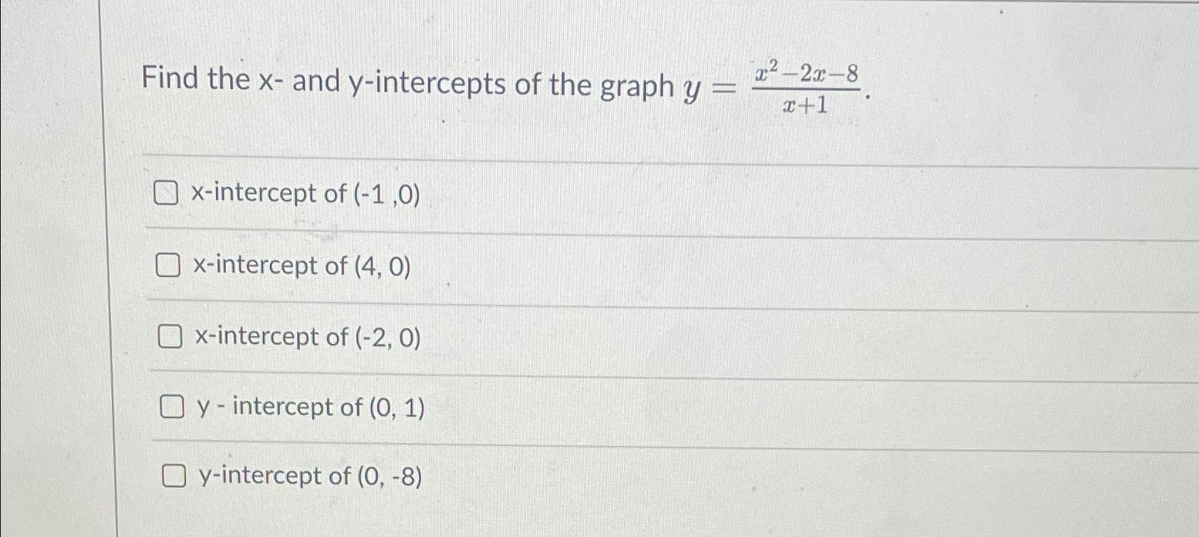 Solved Find the x - ﻿and y-intercepts of the graph | Chegg.com