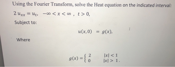 Solved Using the Fourier Transform, solve the Heat equation | Chegg.com