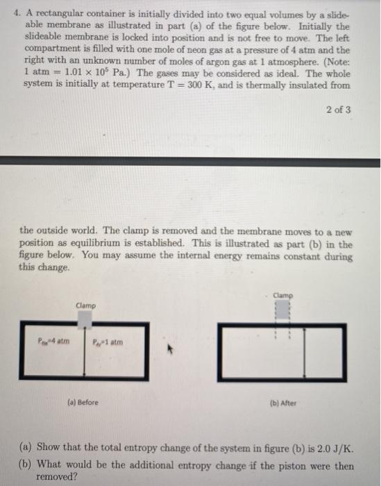 Solved 4. A rectangular container is initially divided into | Chegg.com