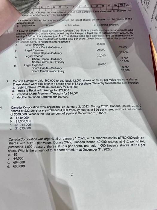 Solved if shares are issued for a non-cash abset, the asset | Chegg.com