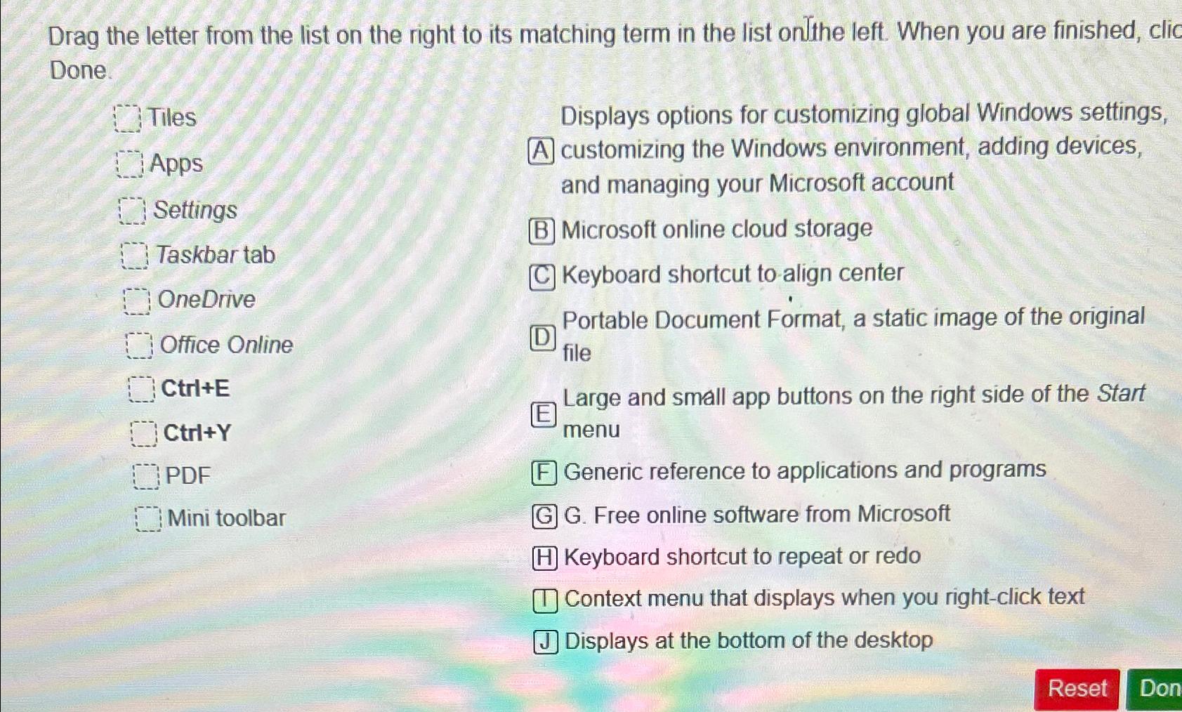 Solved Drag the letter from the list on the right to its | Chegg.com