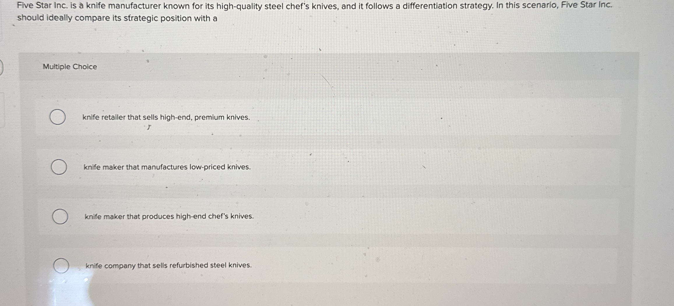 Solved Five Star Inc. is a knife manufacturer known for its | Chegg.com
