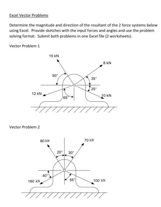 Solved Excel Vector Problems Determine the magnitude and | Chegg.com