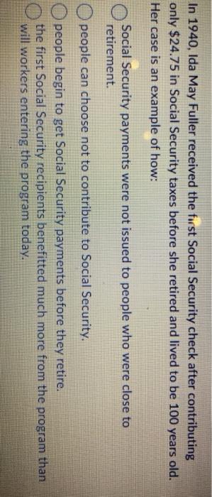 Solved In 1940, Ida May Fuller received the first Social | Chegg.com