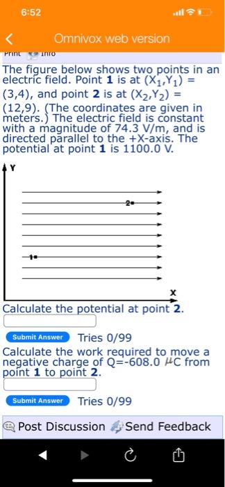 Solved The figure below shows two points in an electric | Chegg.com