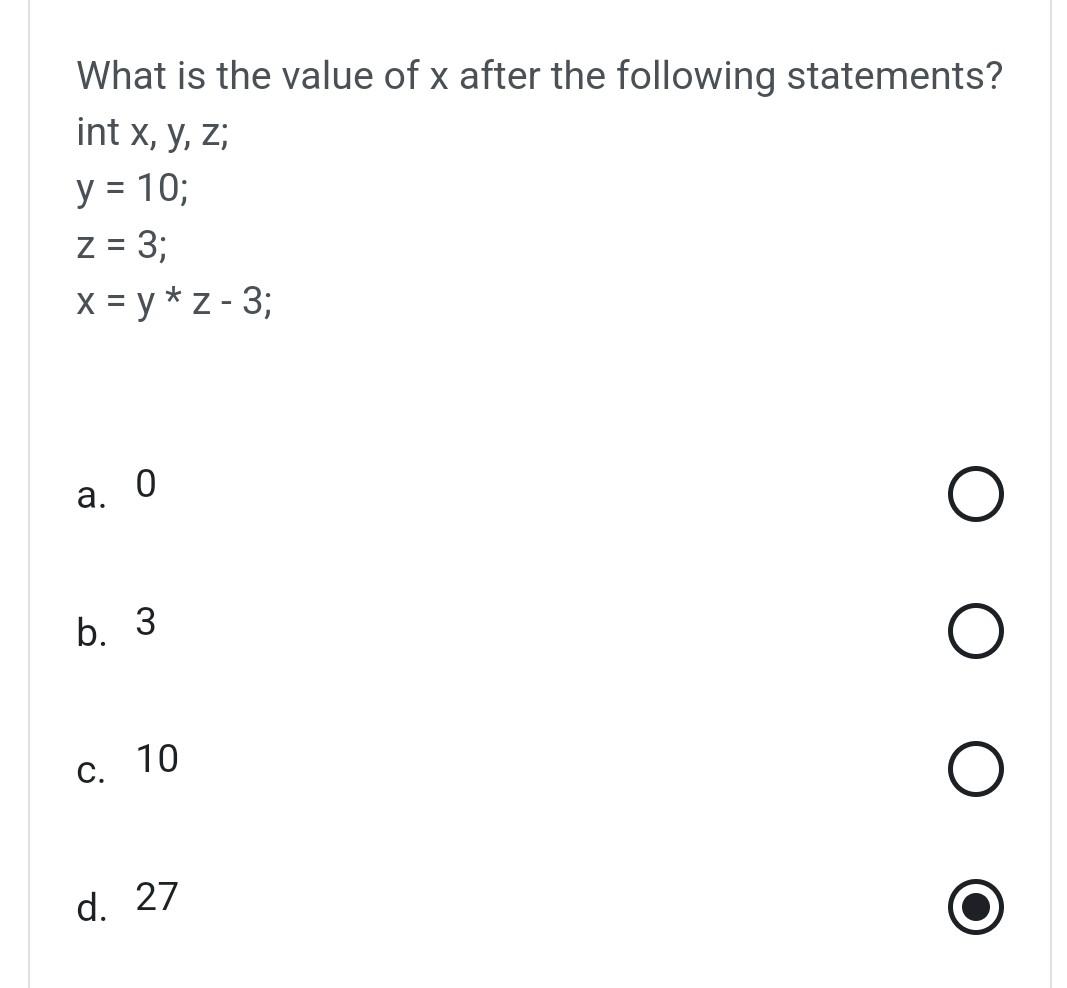 Solved What is the value of x after the following | Chegg.com