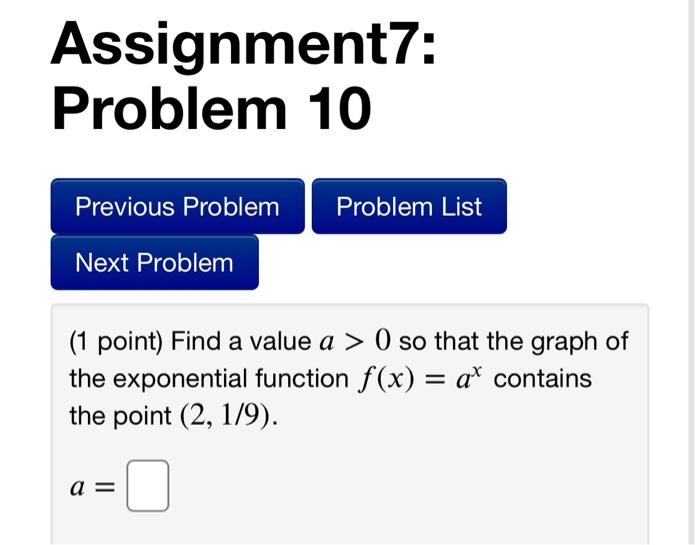 Solved Assignment7 Problem 10 Previous Problem Problem List 2138