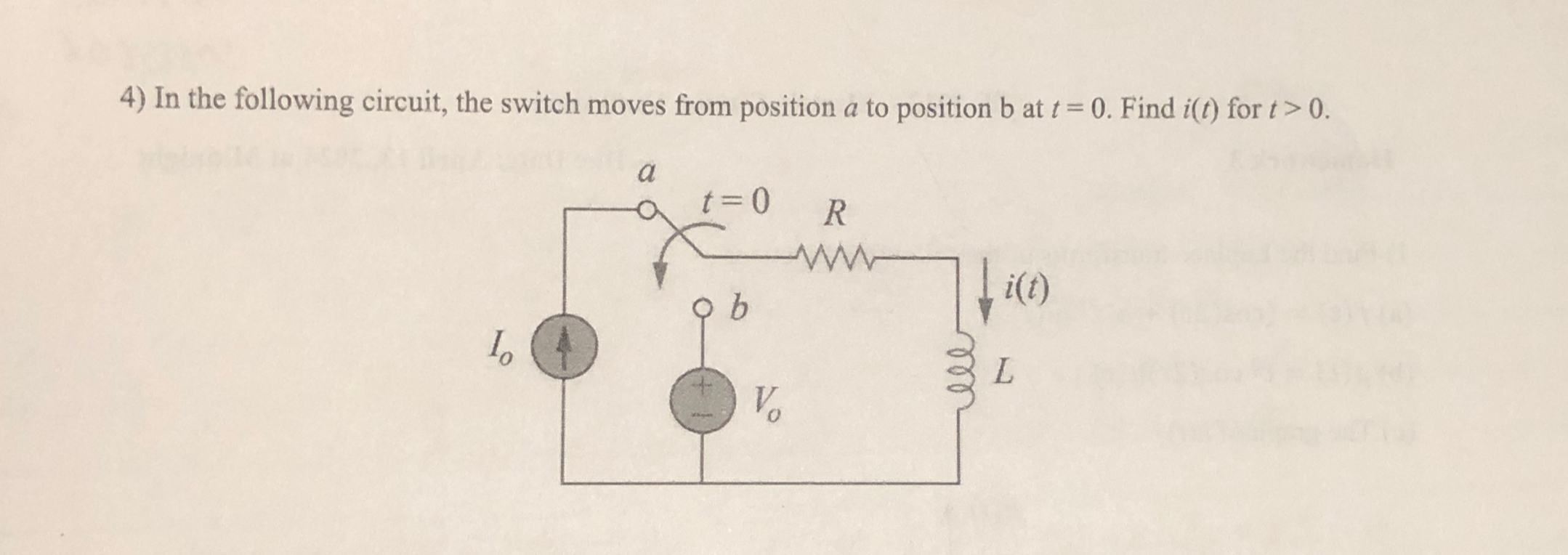 Solved In the following circuit, the switch moves from | Chegg.com