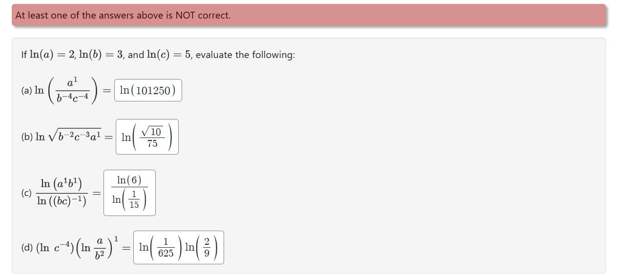 Solved If ln(a)=2,ln(b)=3, ﻿and ln(c)=5, ﻿evaluate the | Chegg.com