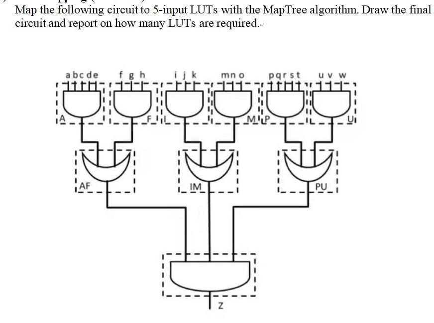 Map The Following Circuit To 5 Input Luts With The