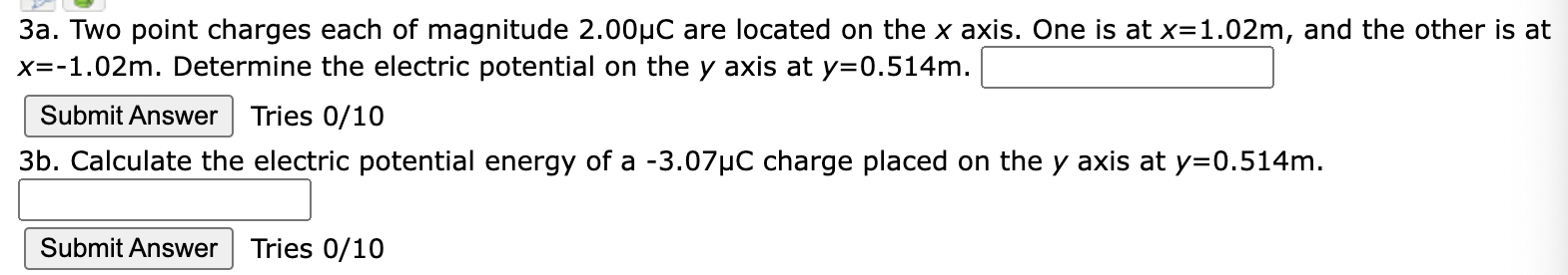 Solved 3a. ﻿Two point charges each of magnitude 2.00μC ﻿are | Chegg.com
