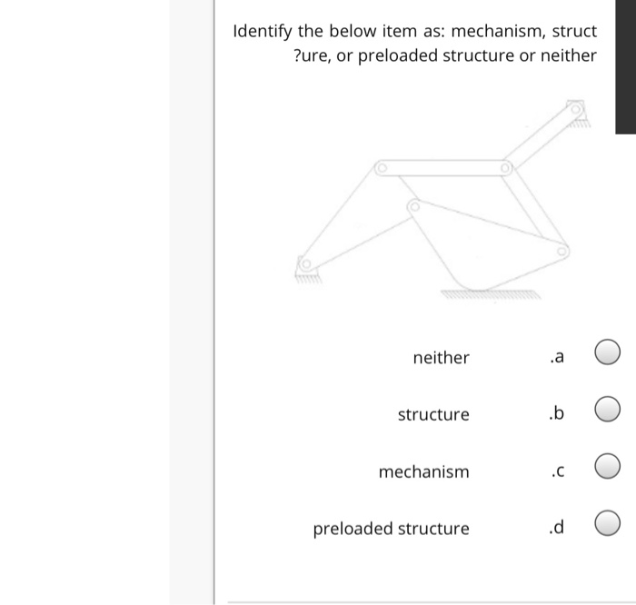 Solved Identify the below item as: mechanism, struct ?ure, | Chegg.com