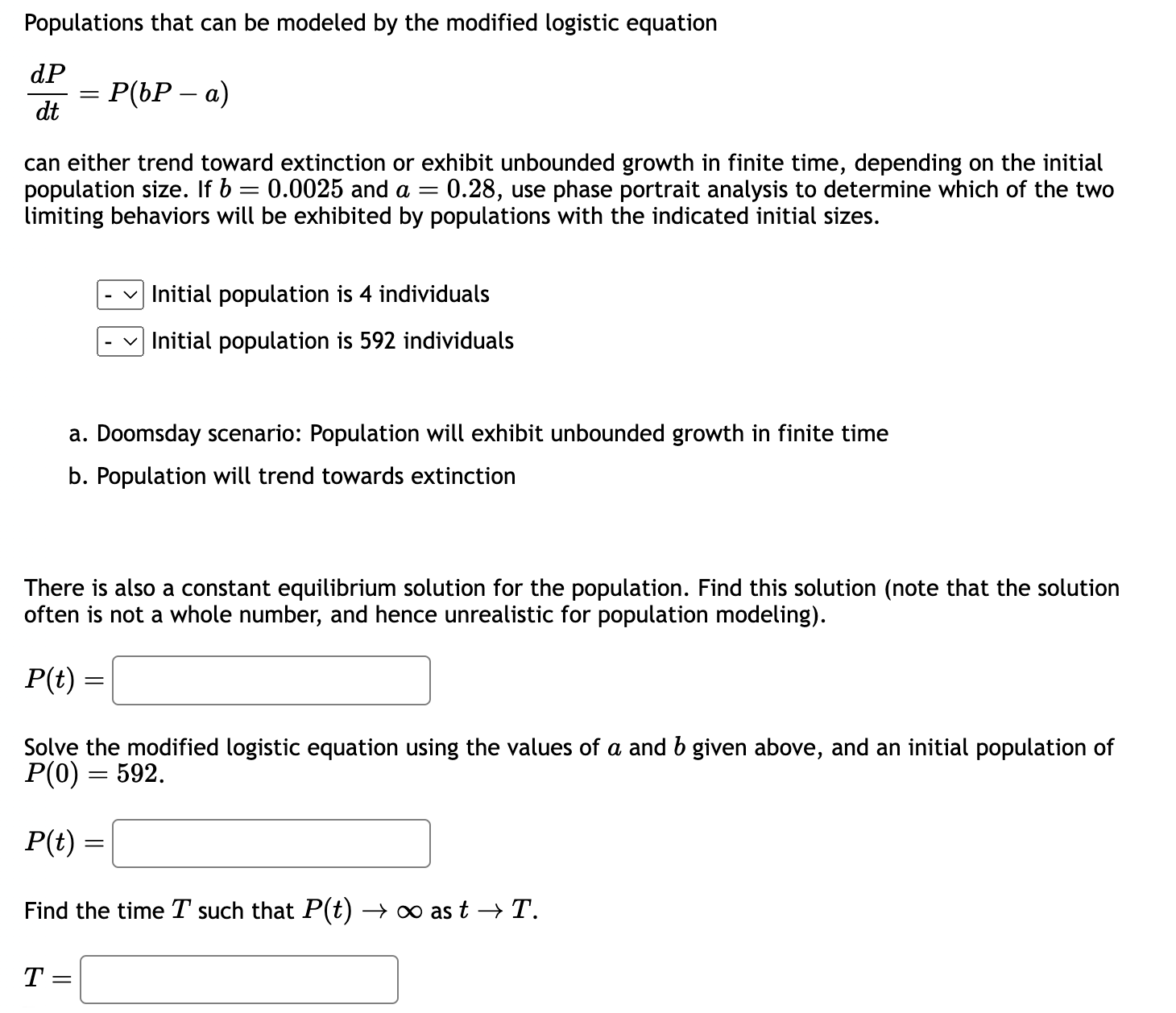 Solved Populations that can be modeled by the modified | Chegg.com