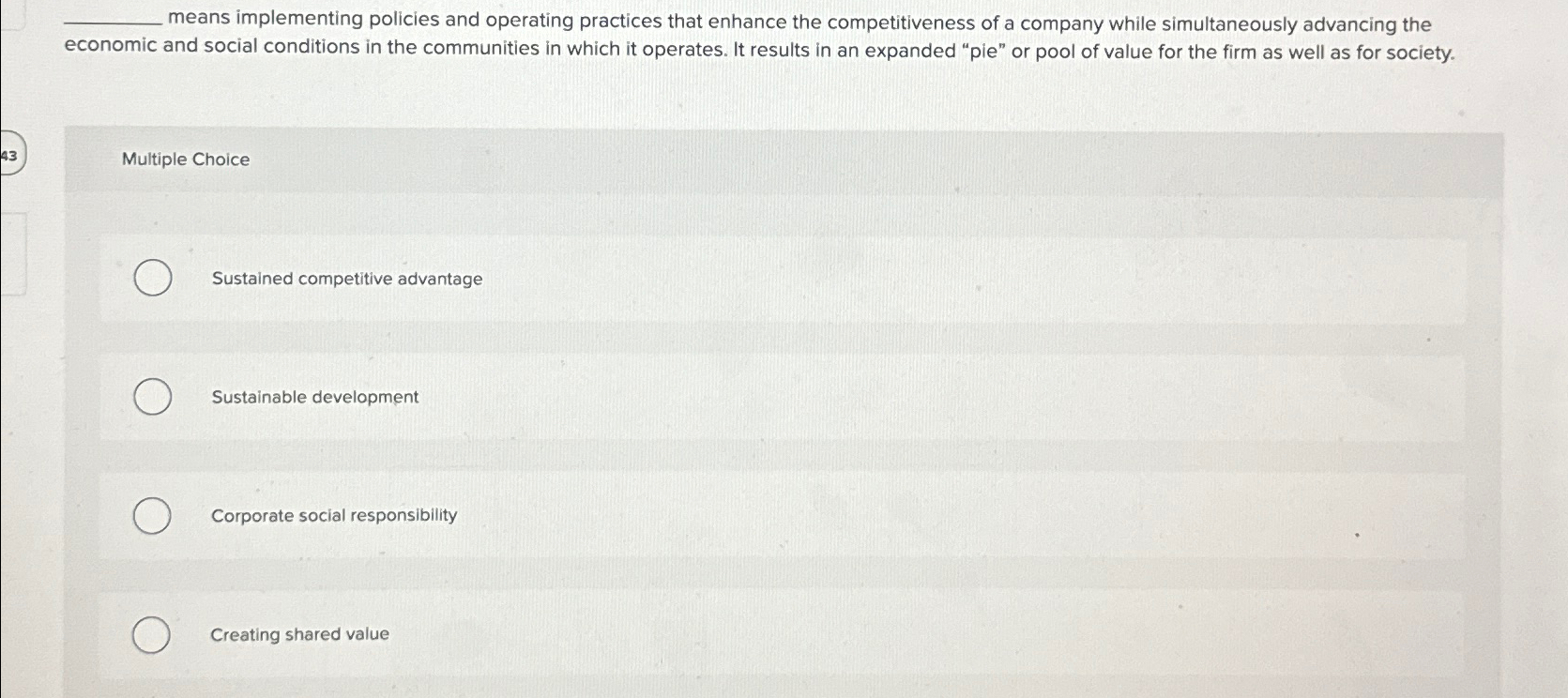 Solved means implementing policies and operating practices | Chegg.com