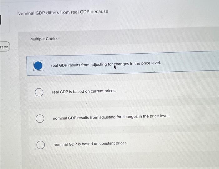 Solved Nominal GDP differs from real GDP because Multiple | Chegg.com