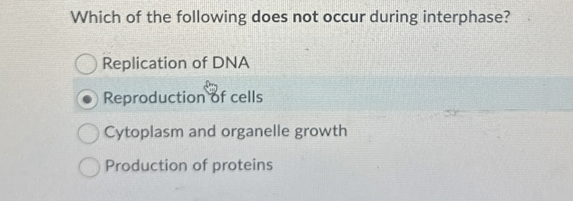 Solved Which of the following does not occur during | Chegg.com