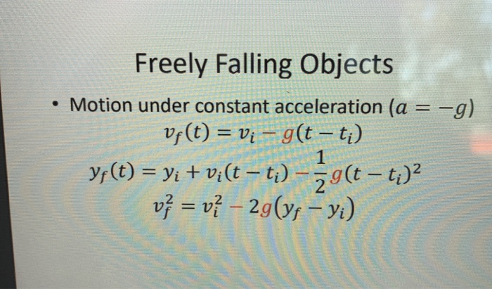 Solved Freely Falling Objects • Motion under constant | Chegg.com