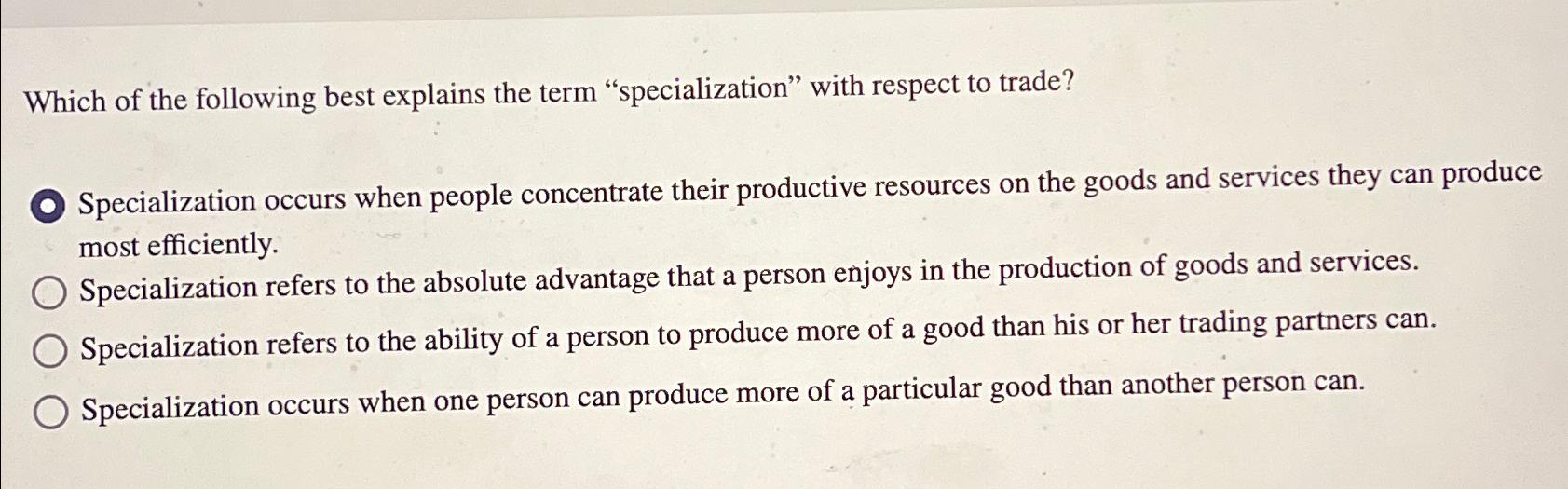 Solved Which of the following best explains the term | Chegg.com