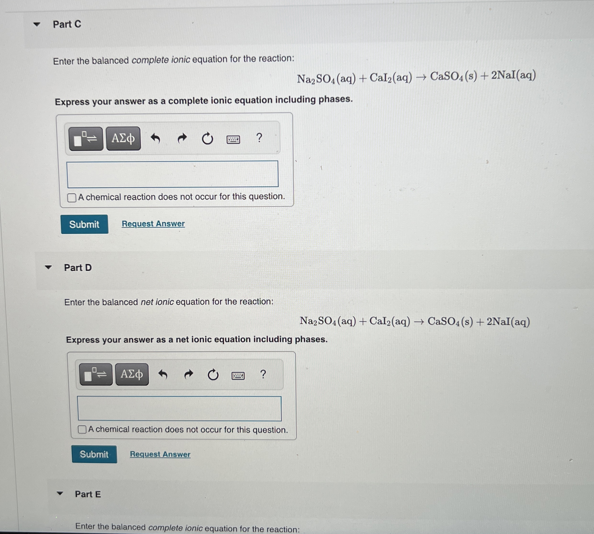 Solved Part CEnter the balanced complete ionic equation for | Chegg.com