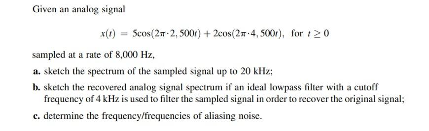 Solved Given an analog signal | Chegg.com
