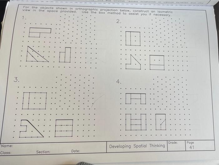 Solved For the objects shown in orthographic projection | Chegg.com