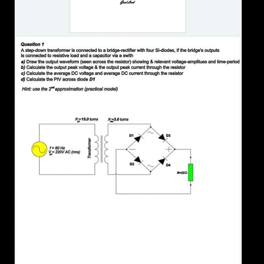 Solved Question 4 Draw the exact shape of output waveform | Chegg.com