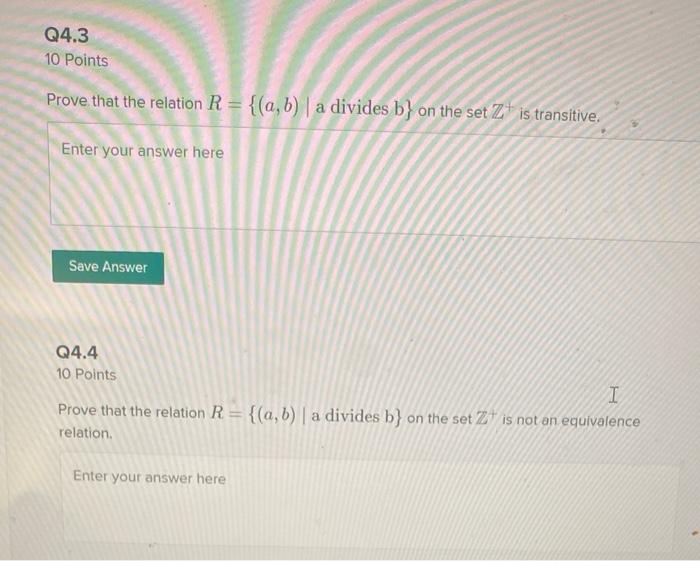 Solved Prove that the relation R={(a,b)∣ a divides b } on | Chegg.com