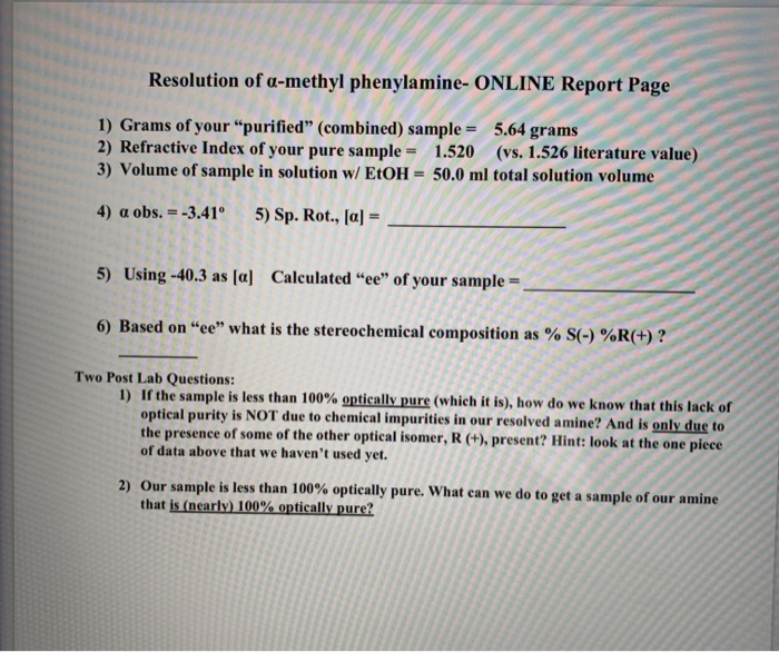 Solved Specific Rotation calculations: The observed rotation | Chegg.com