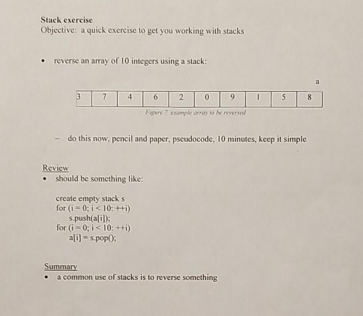 Solved Stack exercise Objective: a quick exercise to get you | Chegg.com