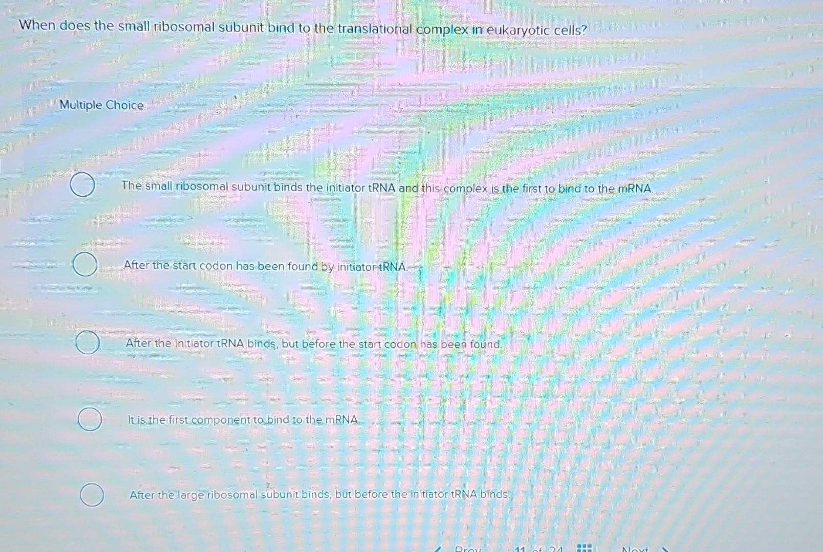 Solved When does the small ribosomal subunit bind to the | Chegg.com